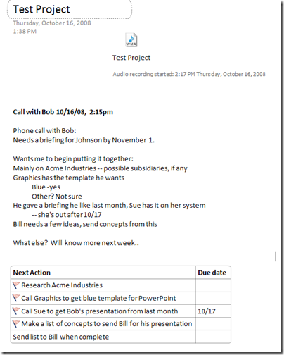 The Kalnel Files: Using OneNote for GTD Project Tracking